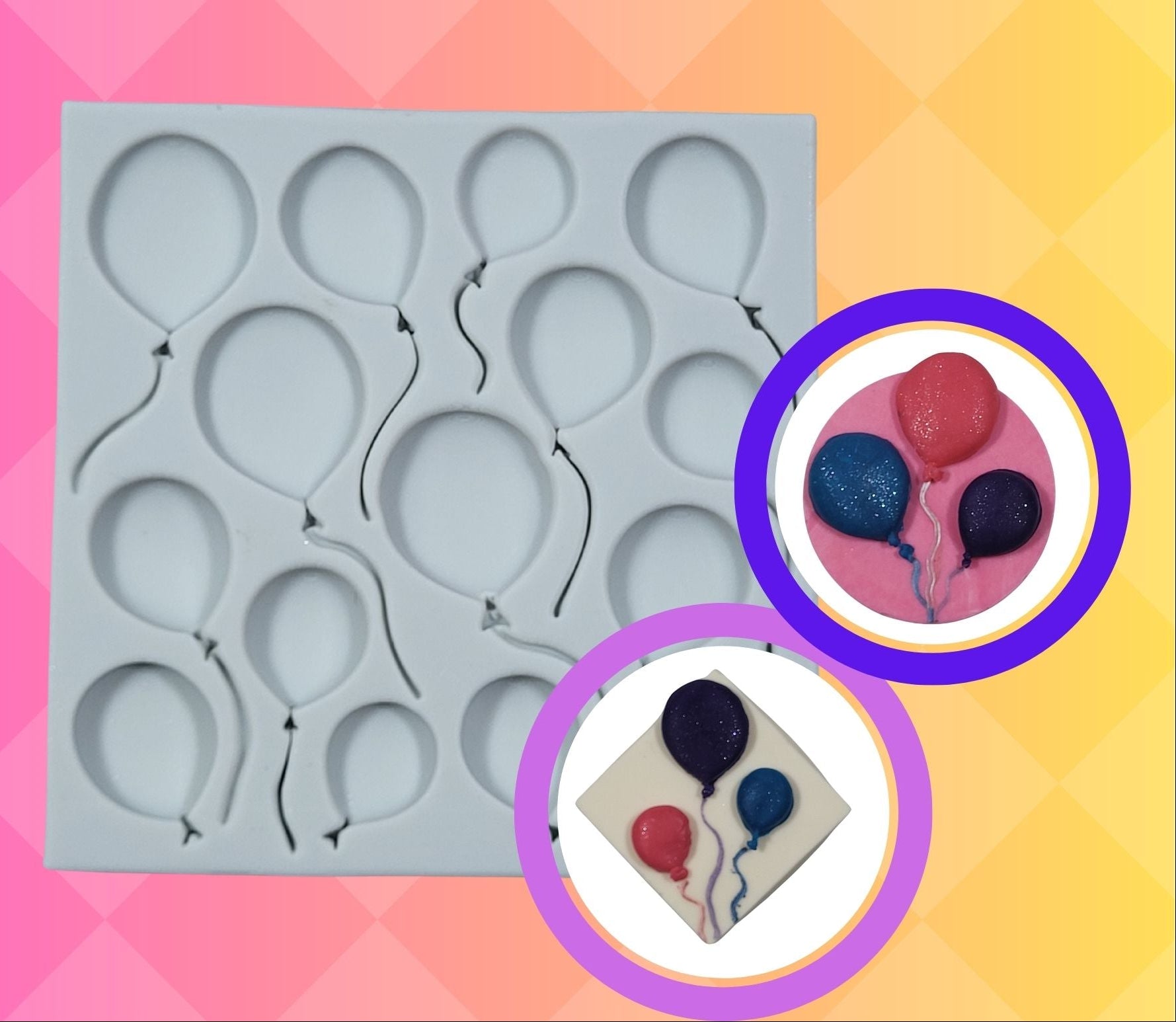Festive Balloons Silicone Mold – A Custom Cookie