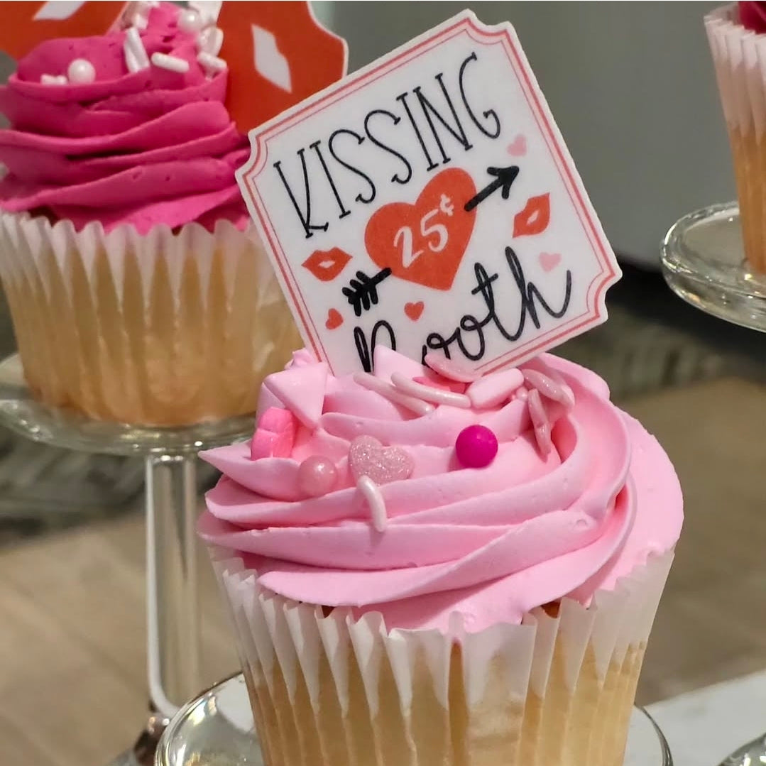 Kissing Booth Wafer Paper Cupcake Topper – A Custom Cookie